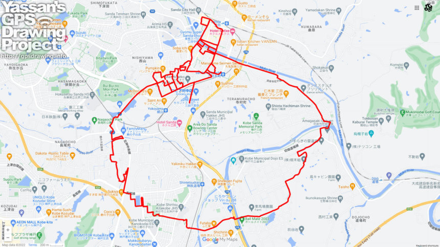 Sanda Claus in Sanda, Hyogo pfef. 21km | GPS ART Japan